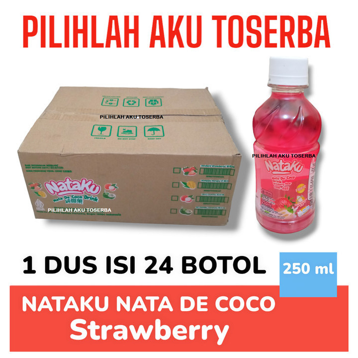 Jual NATAKU Nata de coco rasa STRAWBERRY - ( HARGA 1 DUS isi 24 botol ...