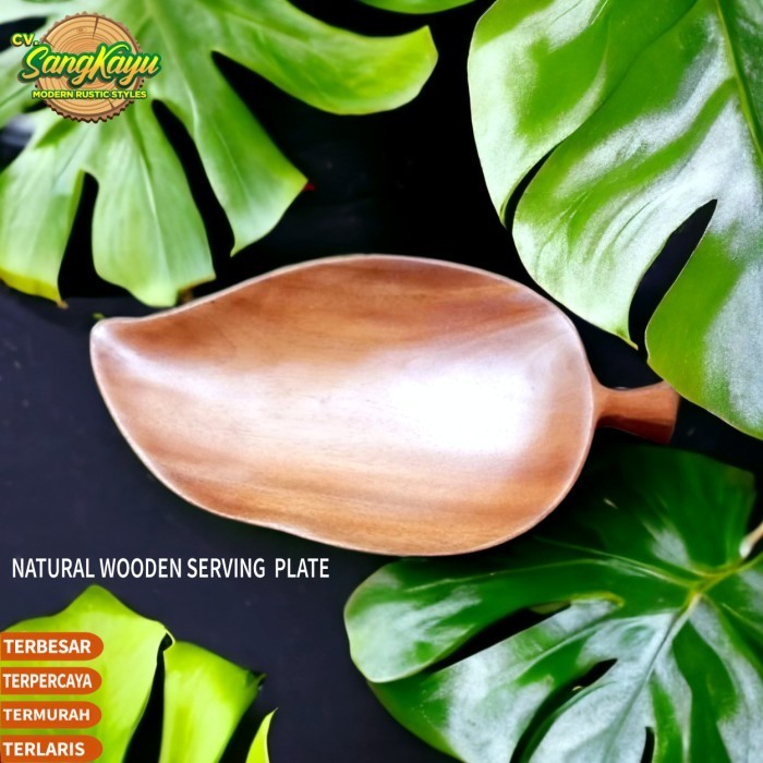 Jual Piring kayu bentuk daun02 Wooden plate serving plates piring saji ...