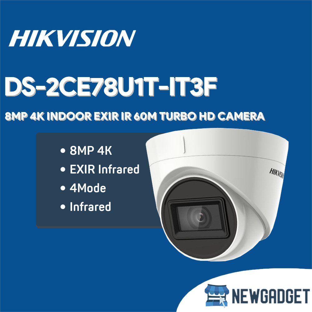 Jual HIKVISION DS-2CE78U1T-IT3F 8MP 4K INDOOR EXIR IR 60M TURBO HD ...