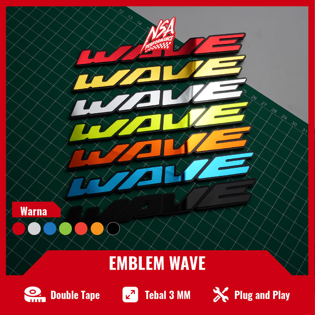 Jual NSA 2PCS EMBLEM WAVE LAMBANG GELOMBANG HONDA WAVE LAMBANG HONDA ...