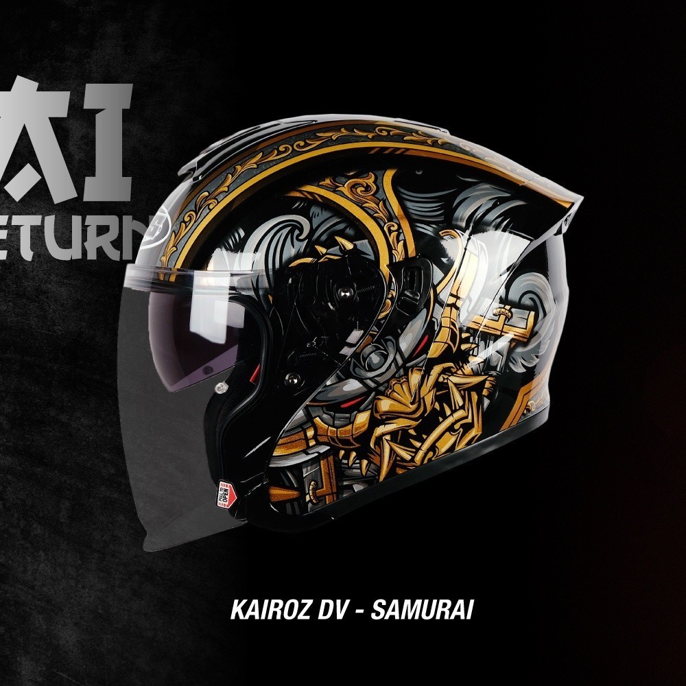 Jual NJS KAIROZ DV Samurai Hitam Gloss/Doff - Helm Half face | Shopee ...