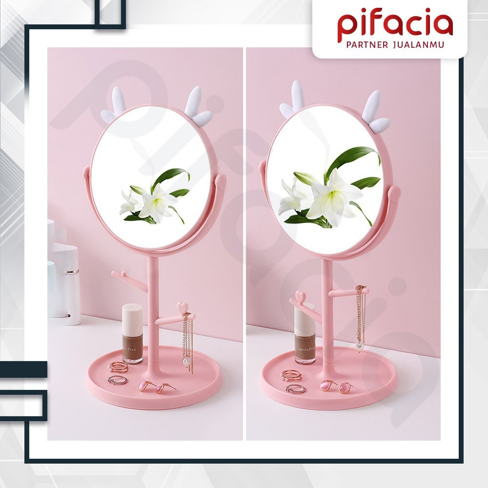 Jual Kaca Meja Rias Cermin Motif Telinga Rusa Lucu Standing Bulat ...