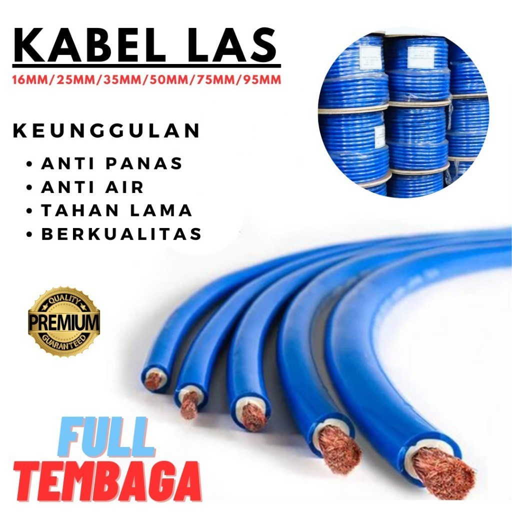 Jual KABEL LAS 16mm WELDING CABLE 16 mm FULL COPPER WIRE ORI | Shopee ...