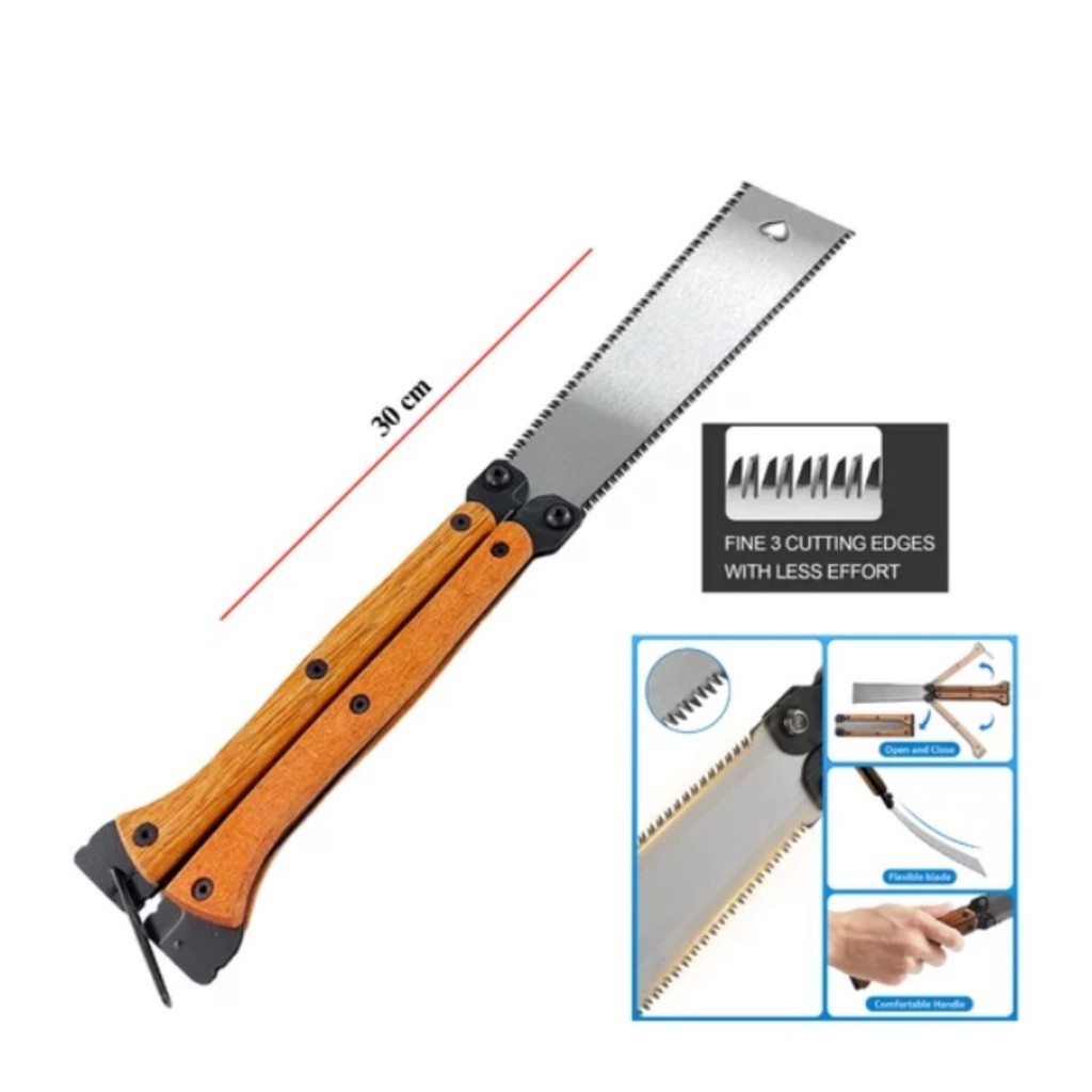 Jual Gergaji Tangan Kayu Lipat Fleksibel Tajam Butterfly Double Edge ...