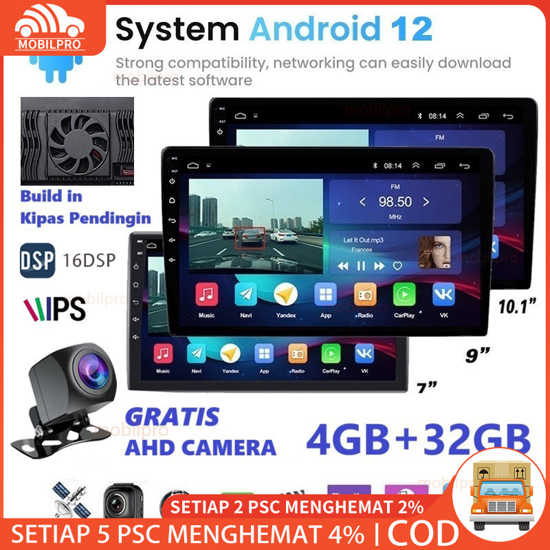 Jual cooling system 7/9/10 Inch Car Android 10 Navigasi 4+32G IPS Screen Head Unit Untuk Car ...
