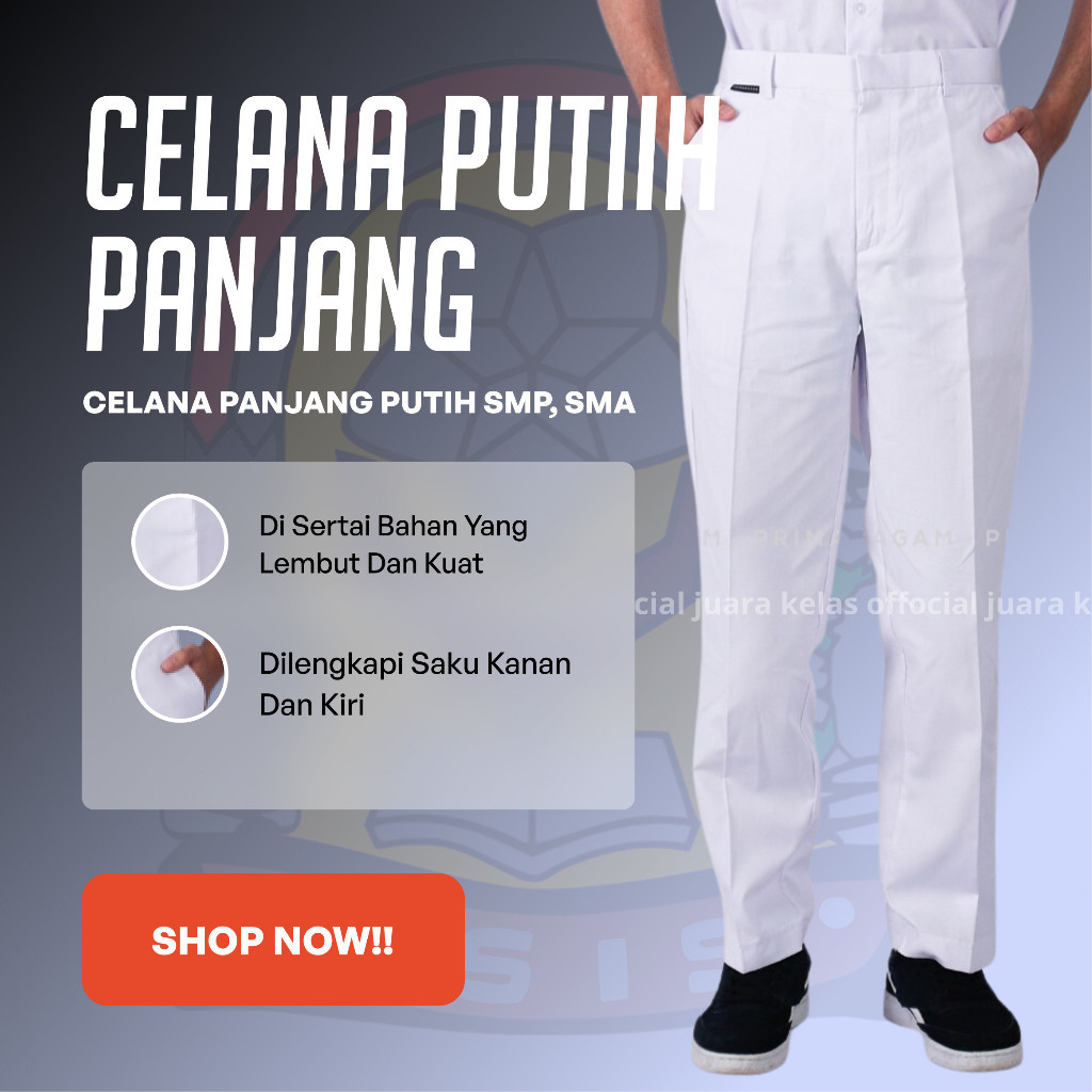 Jual Celana seragam sekolah smp sma smk panjang putih pria laki laki cowok | Shopee Indonesia