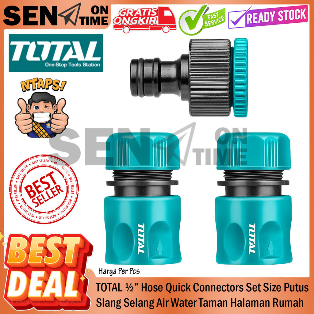 Jual TOTAL ½” Hose Quick Connectors Set Size Putus Selang Karet Tali ...