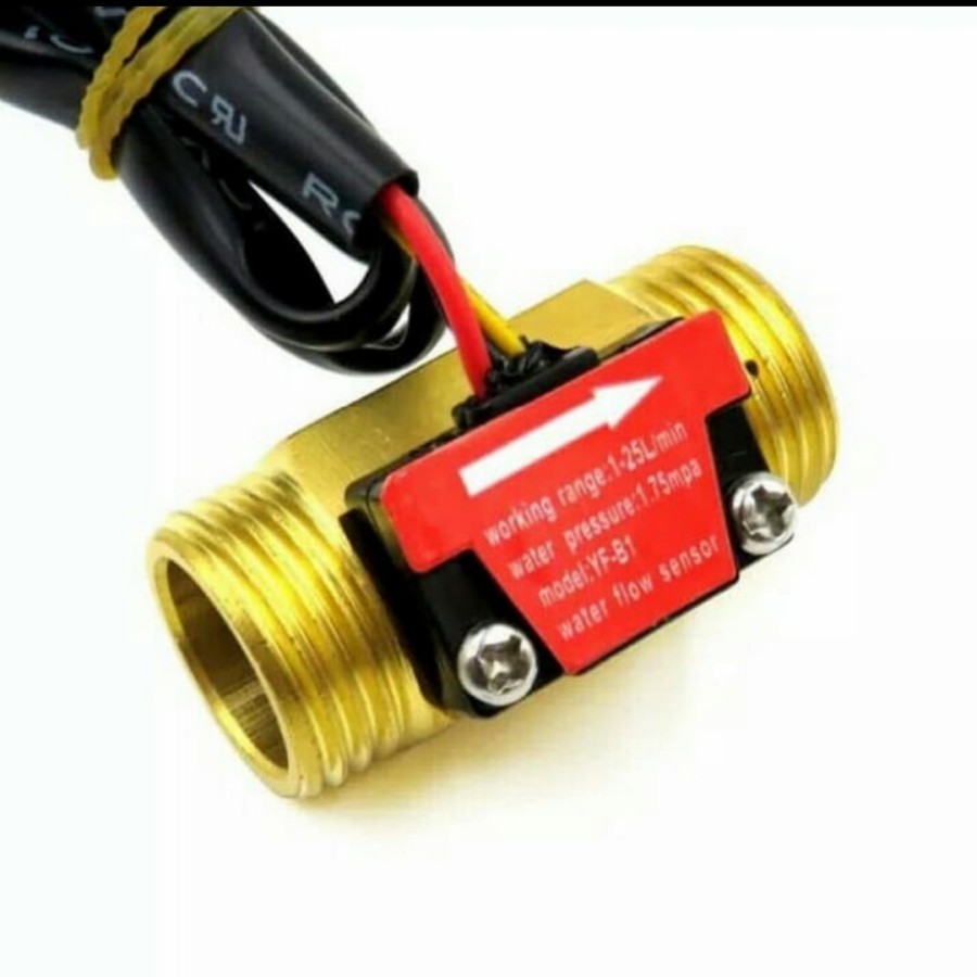Jual Water Flow Sensor Kuningan 1/2" / Flow Sensor 1-25L/m - Water Flow ...