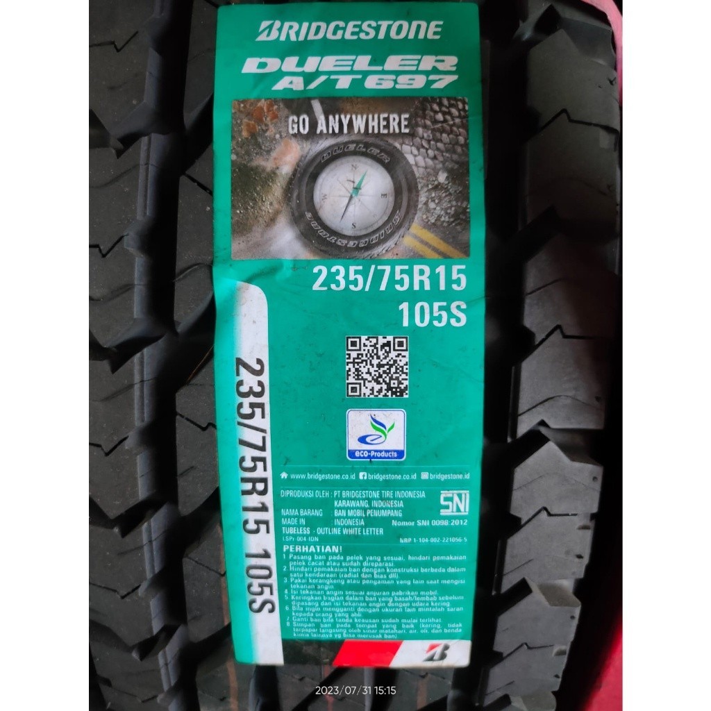 Jual Ban Mobil Bridgestone D697 AT Ukuran 235/75 R15 ring 15 Elf Feroza ...