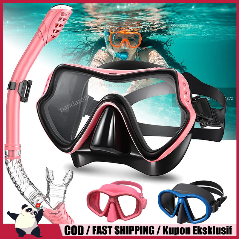 Jual Scuba Diving and Snorkel Anti Fog Spearfishing Set Mask Low Volume ...