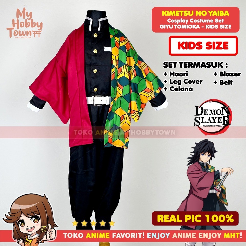 Jual Kostum Cosplay Anak Tomioka Giyu KIDS SIZE Karakter Anime Kimetsu ...