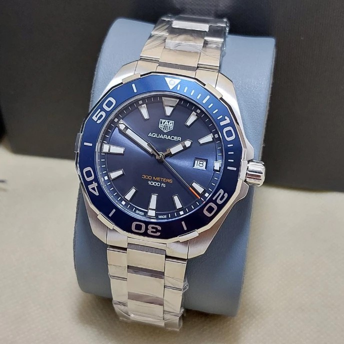 Jual Tāg Hēuēr Aquaracer WAY101C.BA0746 Mens Blue Dial Watch | Shopee ...