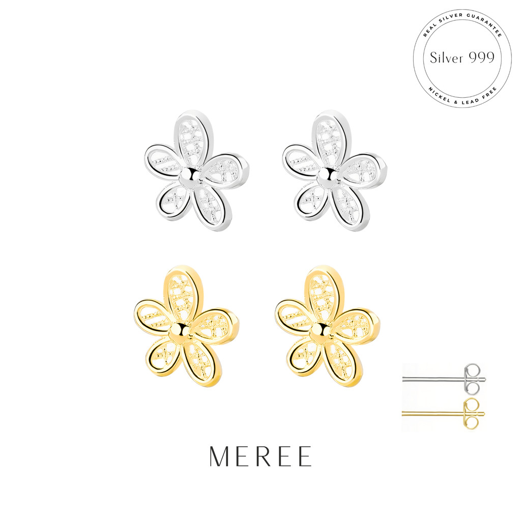 Jual Meree - Poppy Flower Earring Pure Silver 999 Anting Perak Anti ...