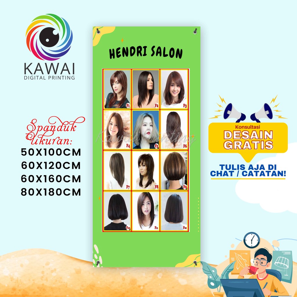 Jual Spanduk Banner MMT Salon Background Hijau Ukuran 60x160 | Shopee ...