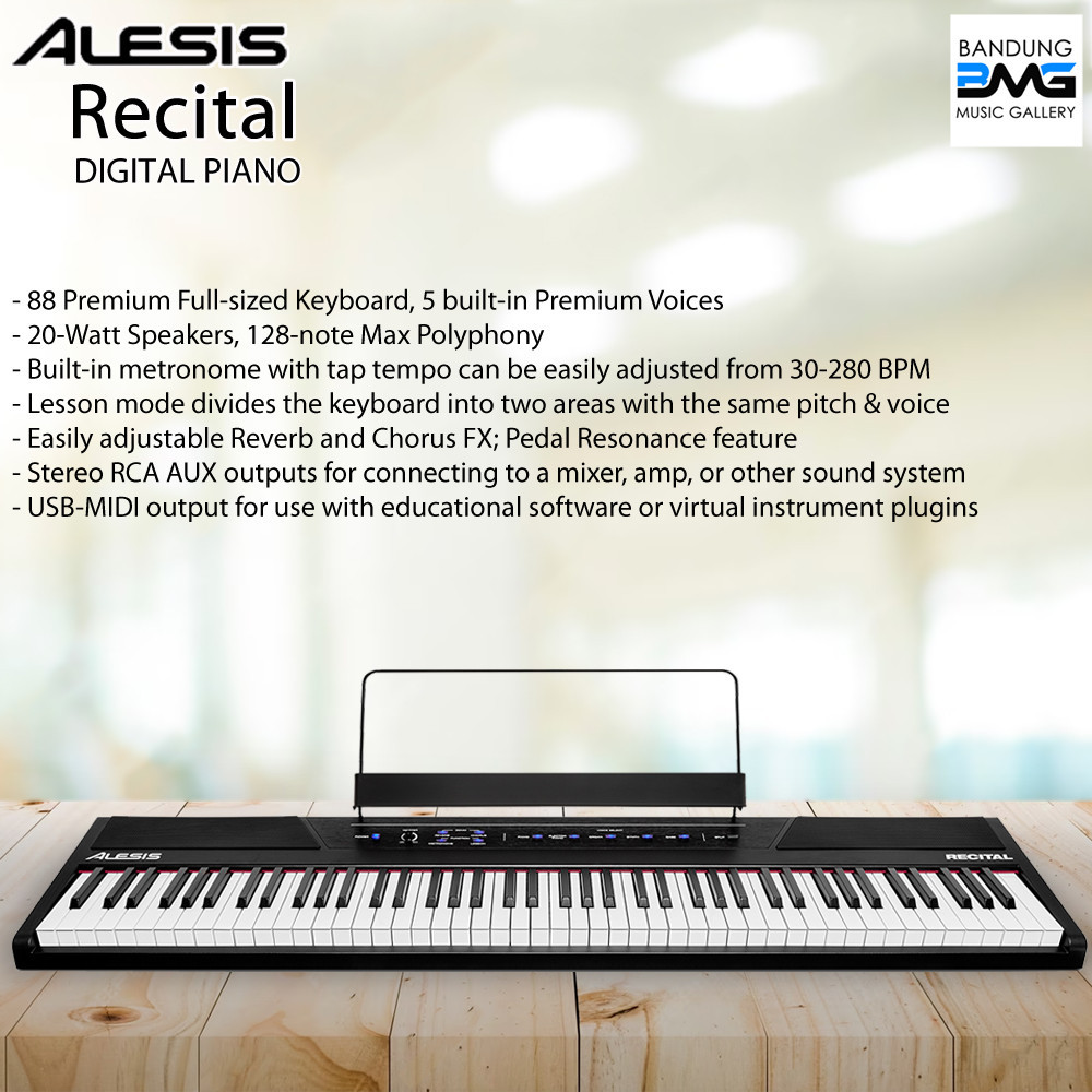 Jual Alesis RECITAL Digital Piano 88 Key with Full-Sized Keys Garansi ...