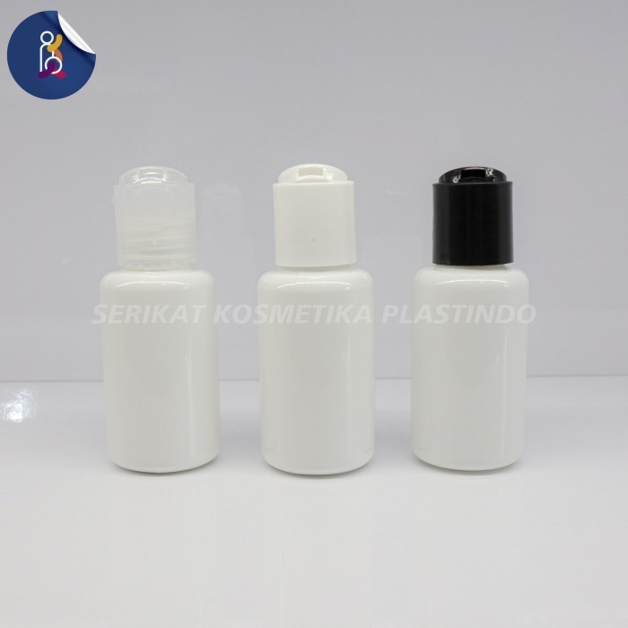 Jual BOTOL TUBULAR 60 ML PUTIH TUTUP HITAM PUTIH CLEAR PRESSTOP DISCTOP ...