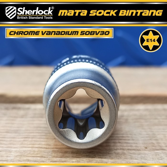 Jual Sherlock 1/2 inch Drive Star Socket Kunci Shock Bintang Sok E14 ...