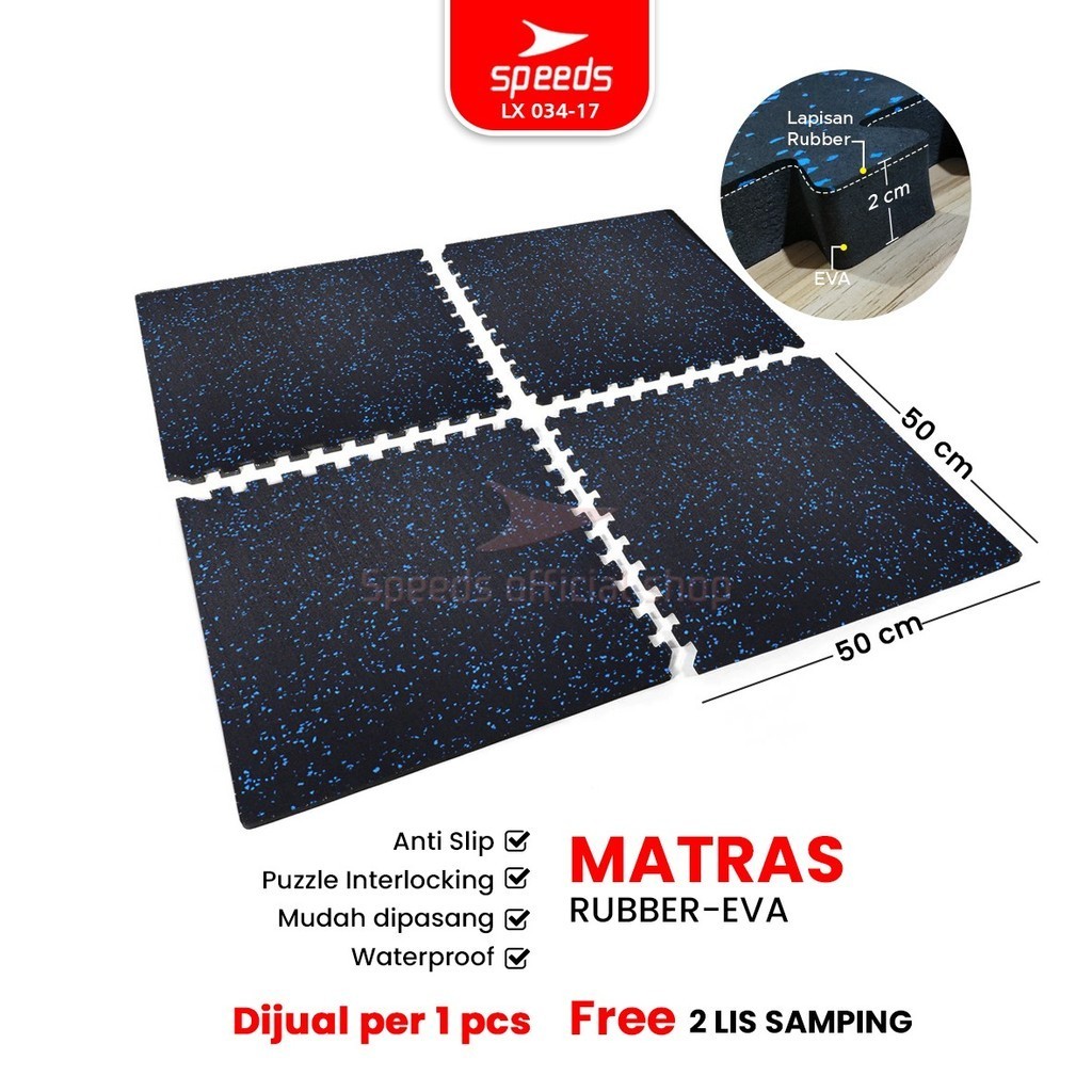 Jual SPEEDS Matras Karet Eva 50x50x2cm Matras Evamat Olahraga Gym Mudah ...