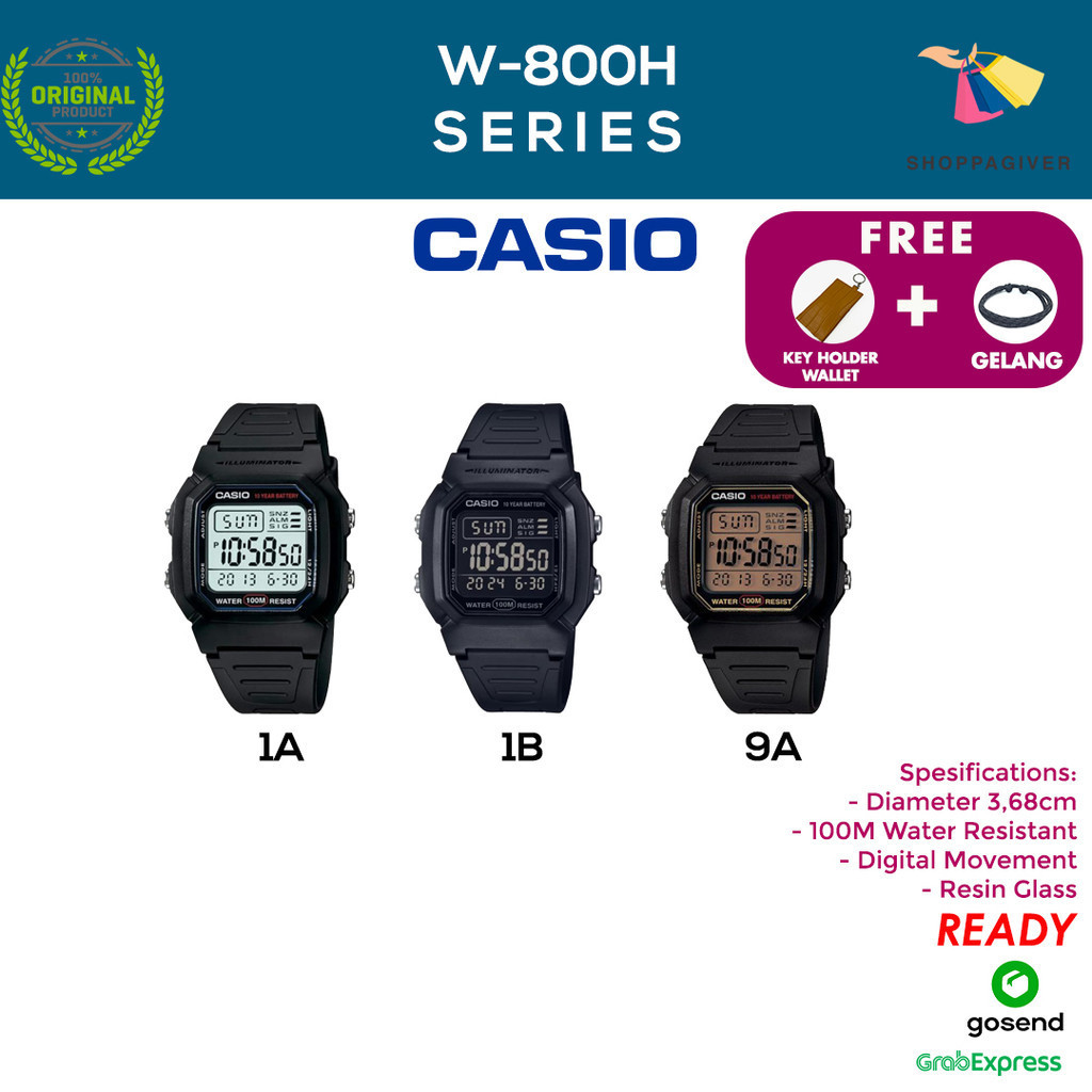 Jual Jam Tangan Pria Casio Original W-800H W-800HG Series Digital Bergaransi Free Bonus | Shopee ...