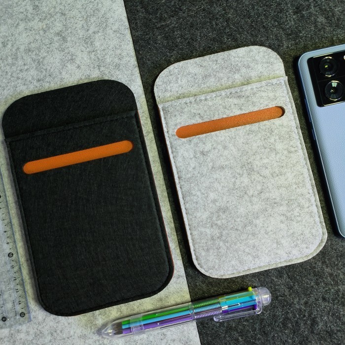 Jual Wool Felt Handmade Soft Sleeve Pouch Universal Case 2 Slot 11x16 ...