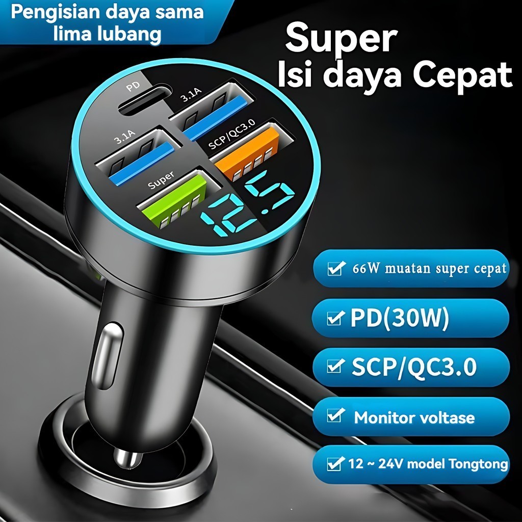 Jual Car Charger Universal Charger Mobil 4USB 66W Mendukung QC 3.0 ...