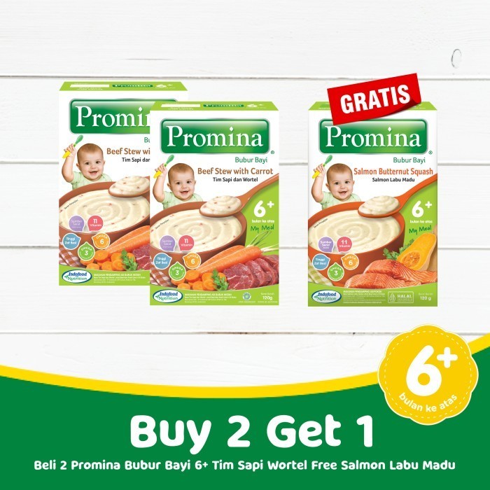 Jual Buy 2 Promina Bubur Bayi 6+ Tim Sapi Wortel Free Salmon Labu Madu ...