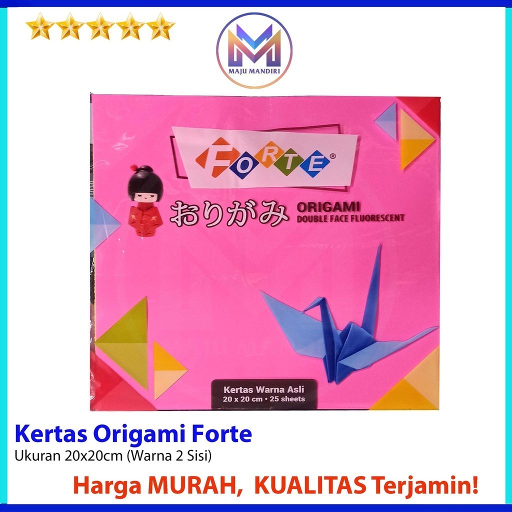 Jual Kertas Origami Forte Besar 20 cm / Kertas Lipat 2 Sisi Isi 25 ...