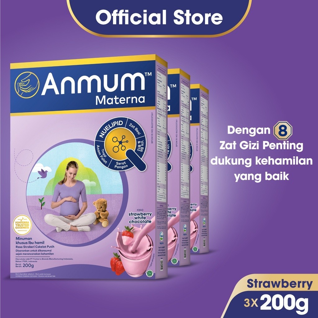 Jual Anmum Materna Susu Nutrisi Ibu Hamil Strawberry White Chocolate 3 ...