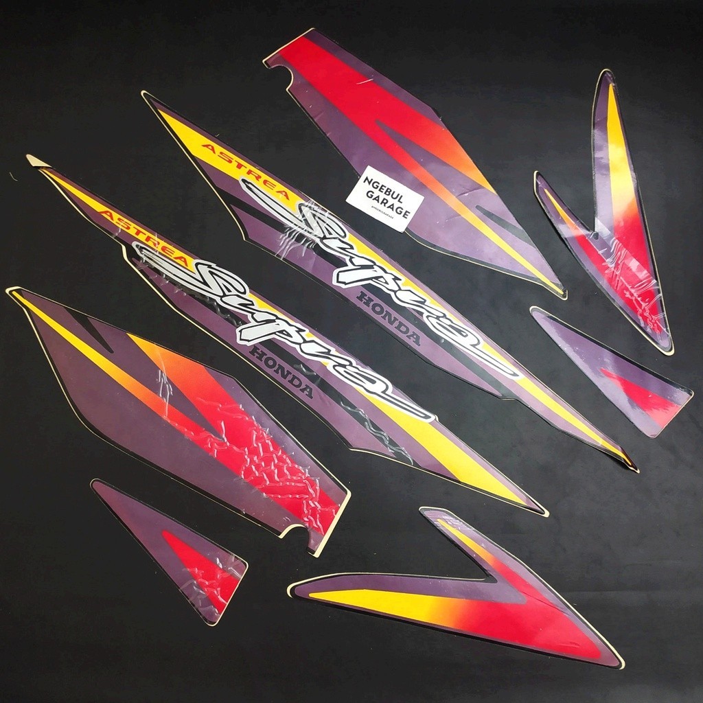 Jual Stiker Supra Merah 1997 Lis Ungu Kuning Striping HONDA IMI ...