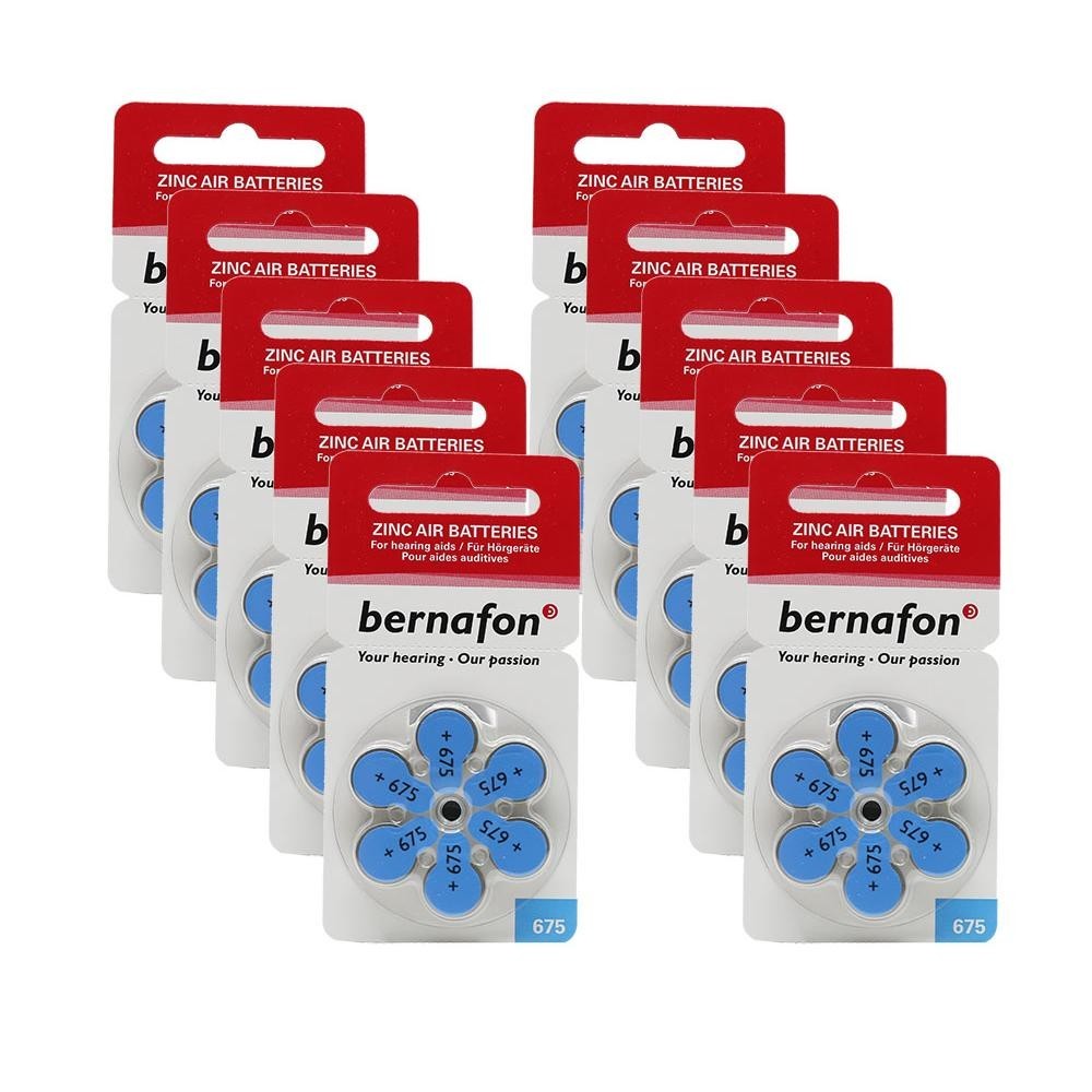 Jual Bernafon Hearing Aid Headphone Battery No:675 (10x6 set = 60 PCs ...
