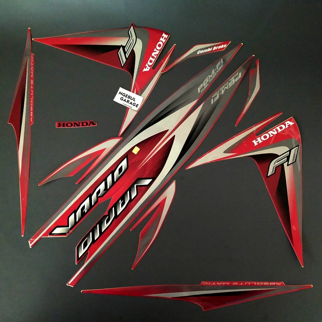 Jual Stiker Vario 110 FI 2014 Striping HONDA IMI MERAH SILVER PUTIH ...