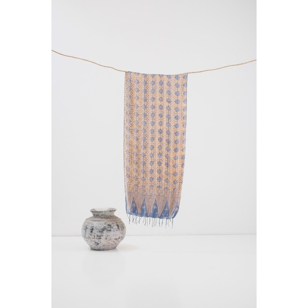 Jual BATIK RATU - Syal Batik Sutra Kawung Kemplong - Blue - 45 | Shopee ...