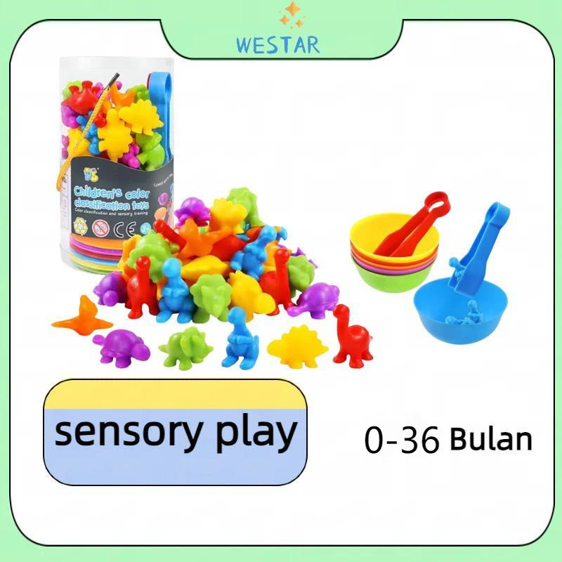 Jual Montessori Mainan Dinosaurus Rainbow Counting Color Sorting ...
