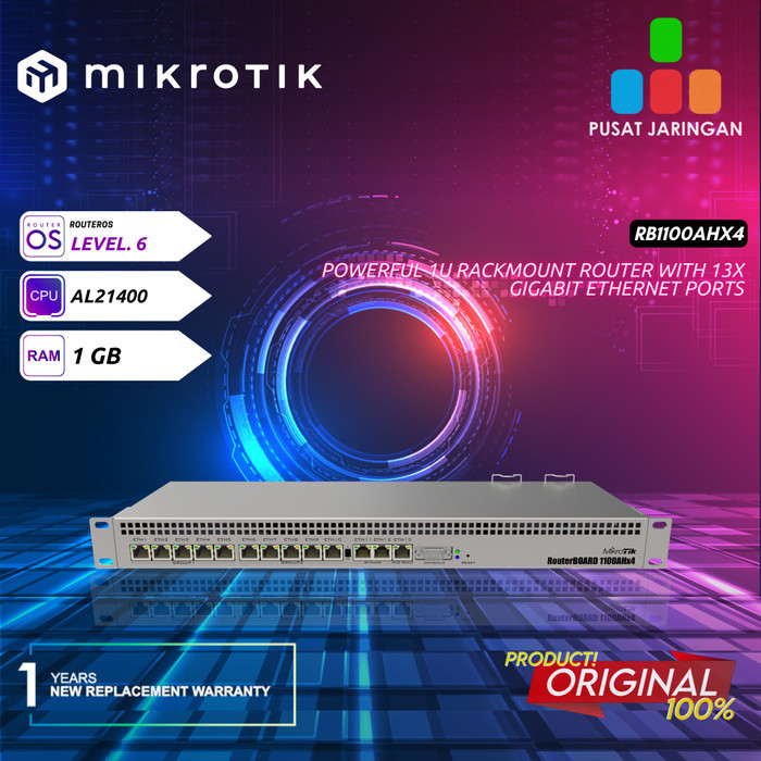 Jual MIKROTIK RB1100AHX4 1U rackmount router with 13x Gigabit Ethernet ...