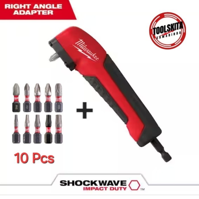 Jual Milwaukee SHOCKWAVE Impact Right Angle Adapter W/ Screwdriver Bits ...