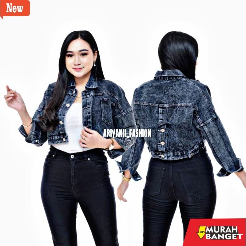 Jual Hoodie wanita shopee ARN - JAKET JEANS CROP WANITA PITA BELAKANG KEKINIAN LD 120cm OVERSIZE ...