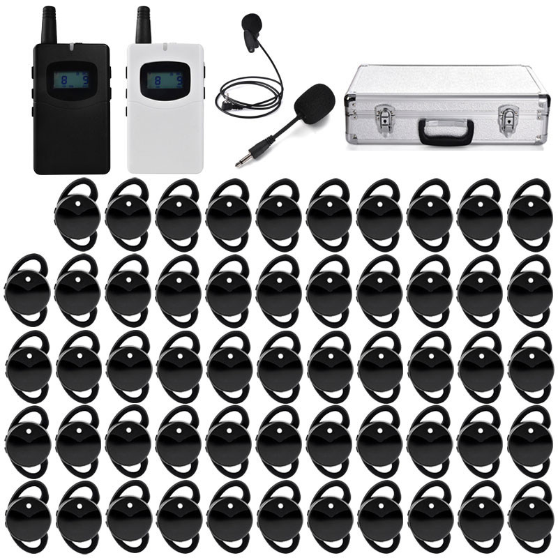 Jual Wireless Whisper Tour Guide System 2 Transmitters 54 Receivers 1 Charging Case Simultaneous ...