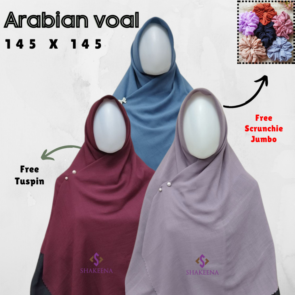 Jual Segi Empat Hijab Jumbo Bahan Arabian Voal Tepi Laser Premium ...