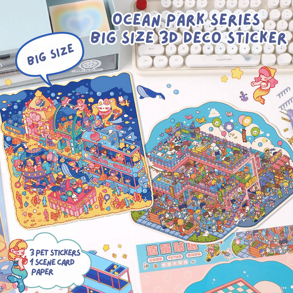 Jual [HARU] Ocean Park Series Big Size 3D Deco Sticker Sheet Sticker ...