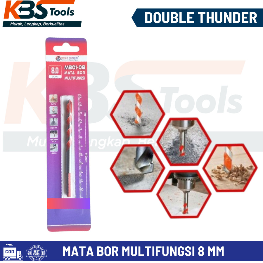 Jual Mata Bor Multifungsi Double Thunder 8 mm Drill Bits Beton Keramik ...