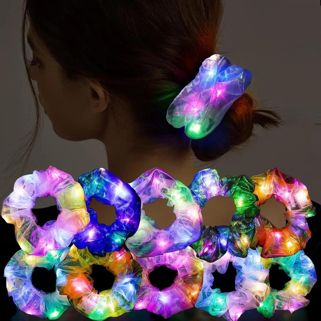 Jual 10Pcs LED Light Hair Scrun ies Light Up Scrun ies Elastic Glow ...