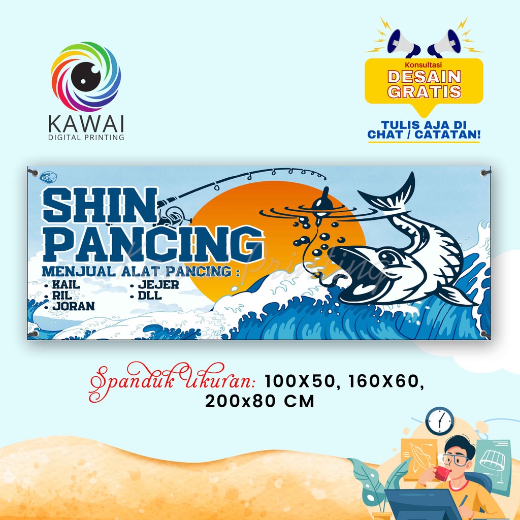 Jual SPANDUK BANNER Toko Alat Pancing MMT Spanduk Custom 200x80 ...