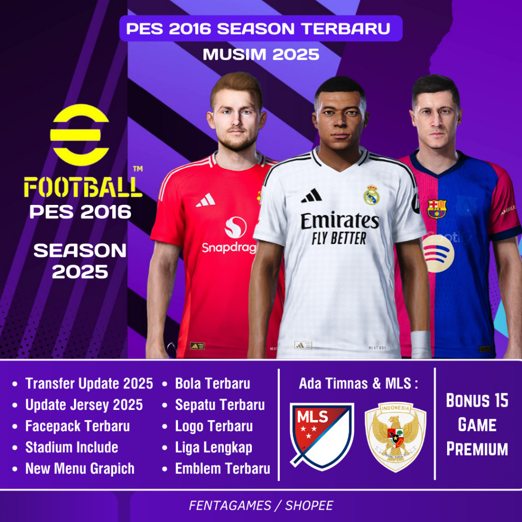 Jual PES 2016 PATCH SEASON 2025 - GAME PC - GAME LAPTOP - BELI 2 GRATIS ...