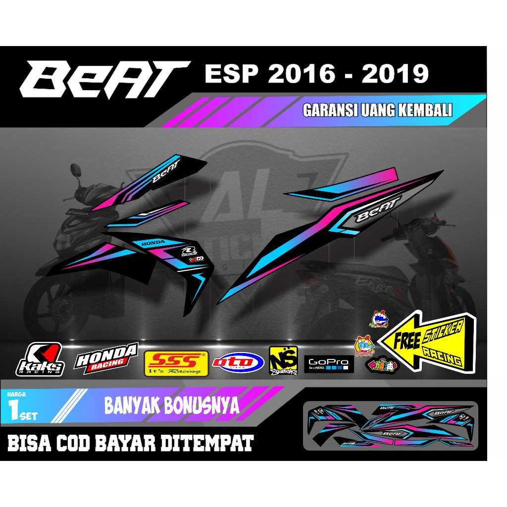 Jual Striping beat ESP variasi rainbow Striping stiker setiker Motor ...