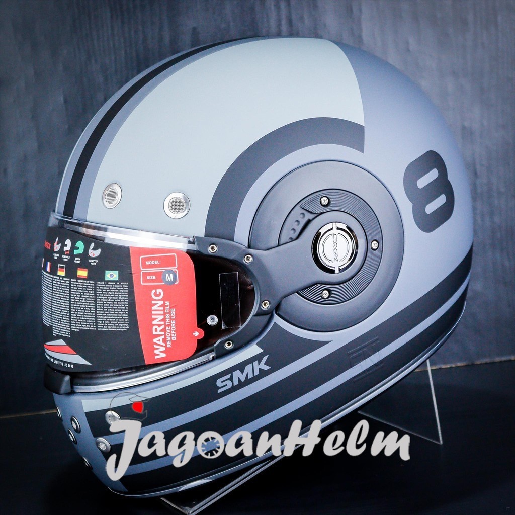 Jual SMK HELM RETRO RANKO MA626 | MATT GREY | CLASSIC SINGLE VISOR ...