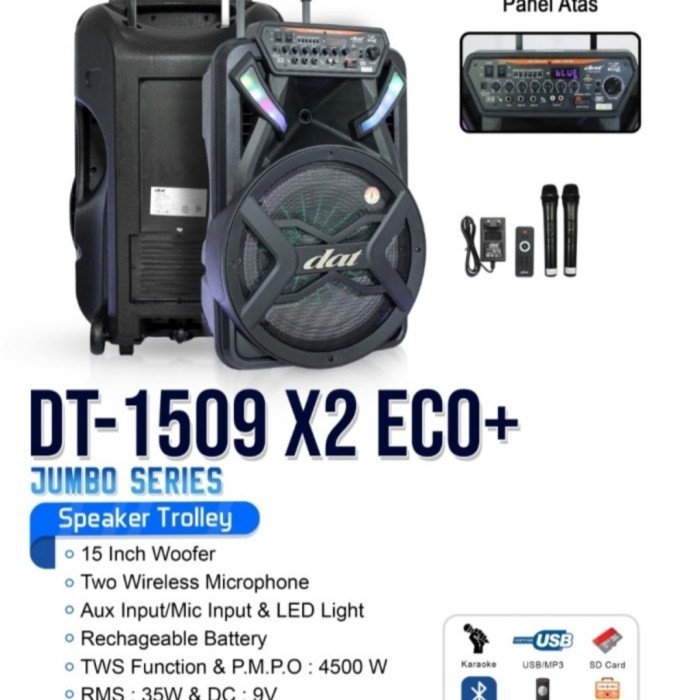 Jual SPEAKER PORTABLE WIRELESS DAT DT 1509 X2 /15 INCH ORIGINAL ...
