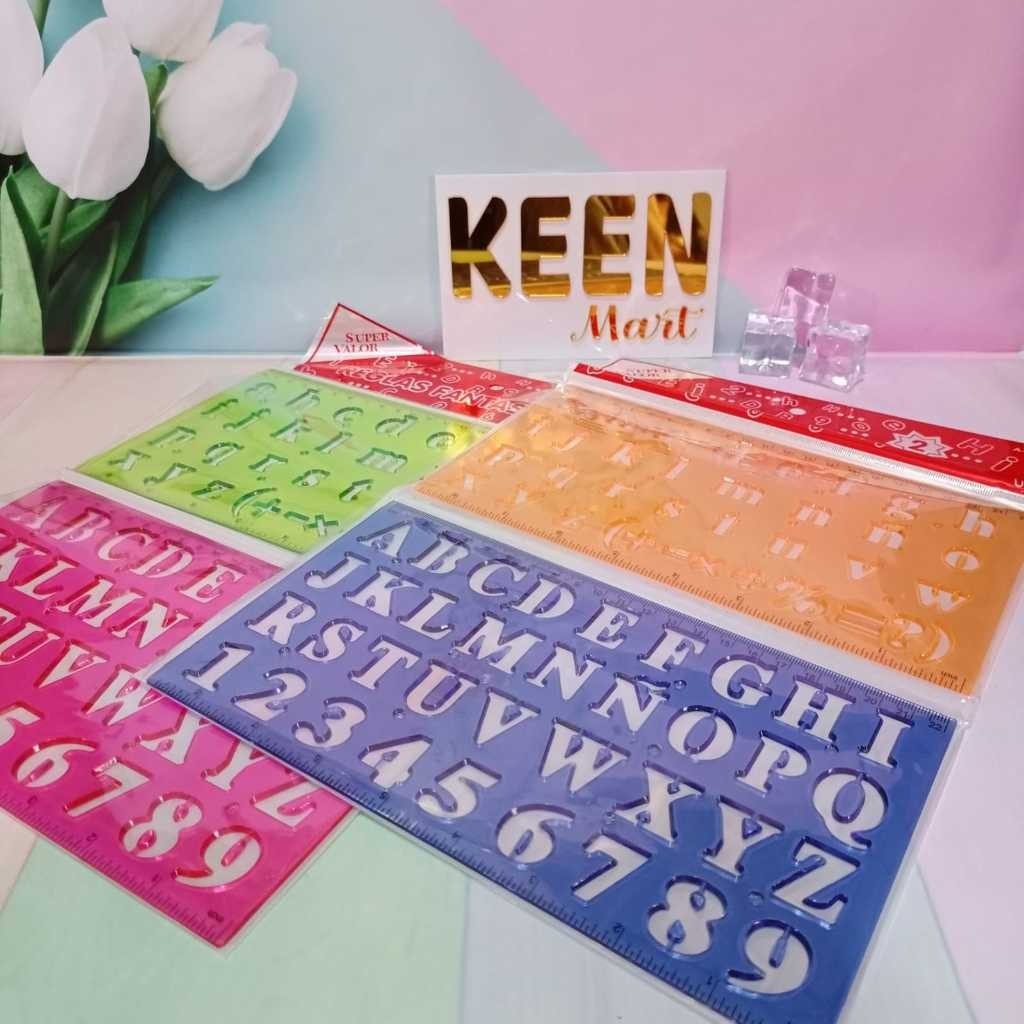Jual (2pc) garisan ABC ABJAD/penggaris huruf angka sablon/ruler ...