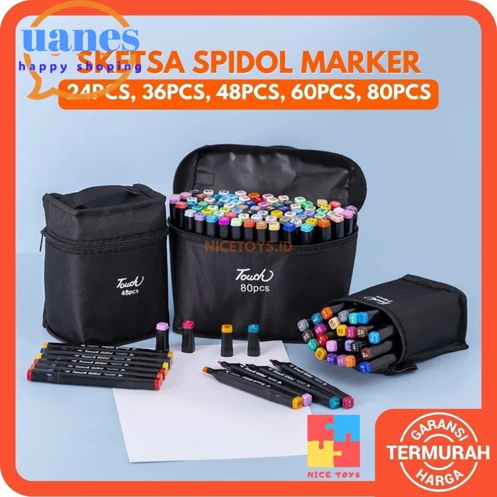 Jual Promo Sketsa Spidol Touch Marker Spidol Warna Warni 1 Set Spidol ...