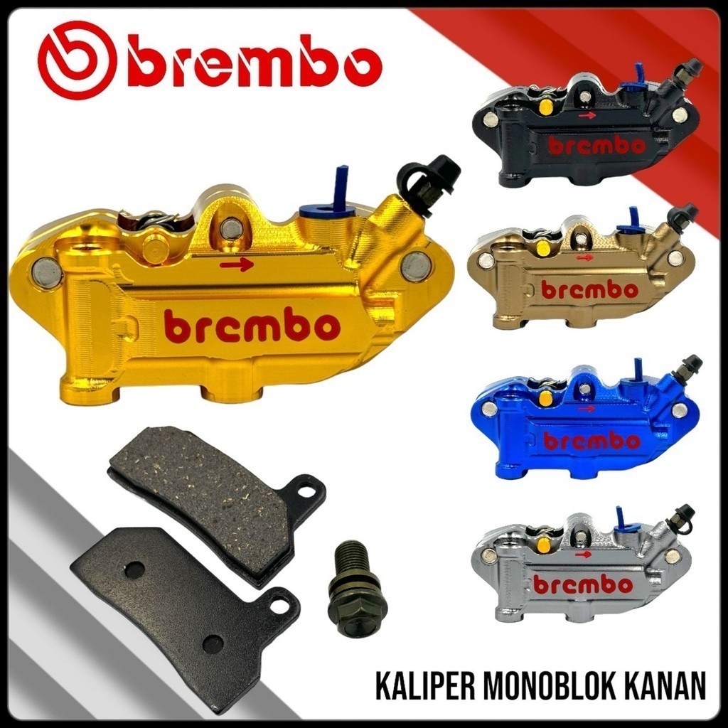 Jual Kaliper MONOBLOK Kanan & Kiri 4 Piston Full CNC Aluminium Colored | Shopee Indonesia