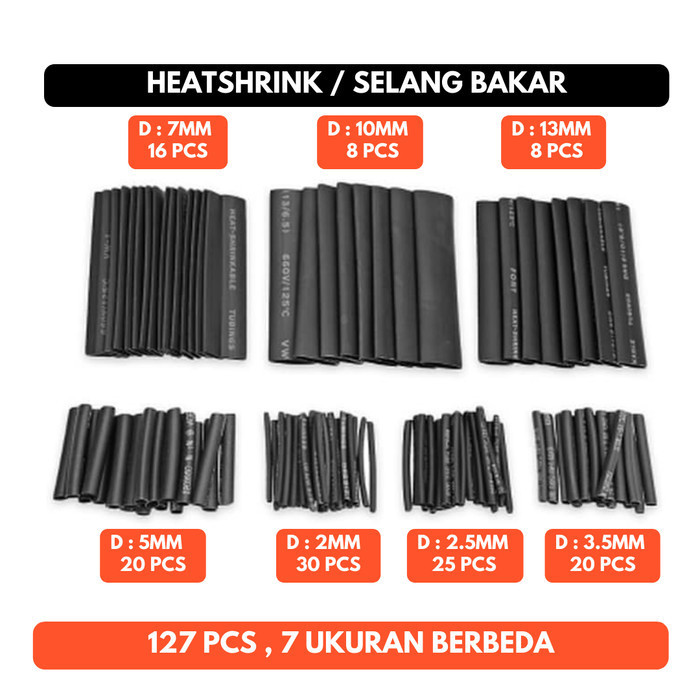 Jual Selang Bakar 127pcs 127 pcs Heatshrink Heat Shrink Isolasi Bakar ...